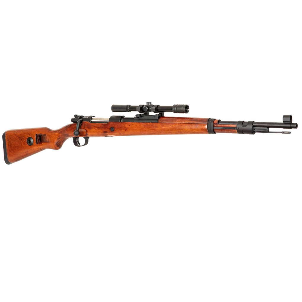 Snow Wolf KAR98K Spring Sniper Rifle - Real Wood & Scope — AirsoftEire